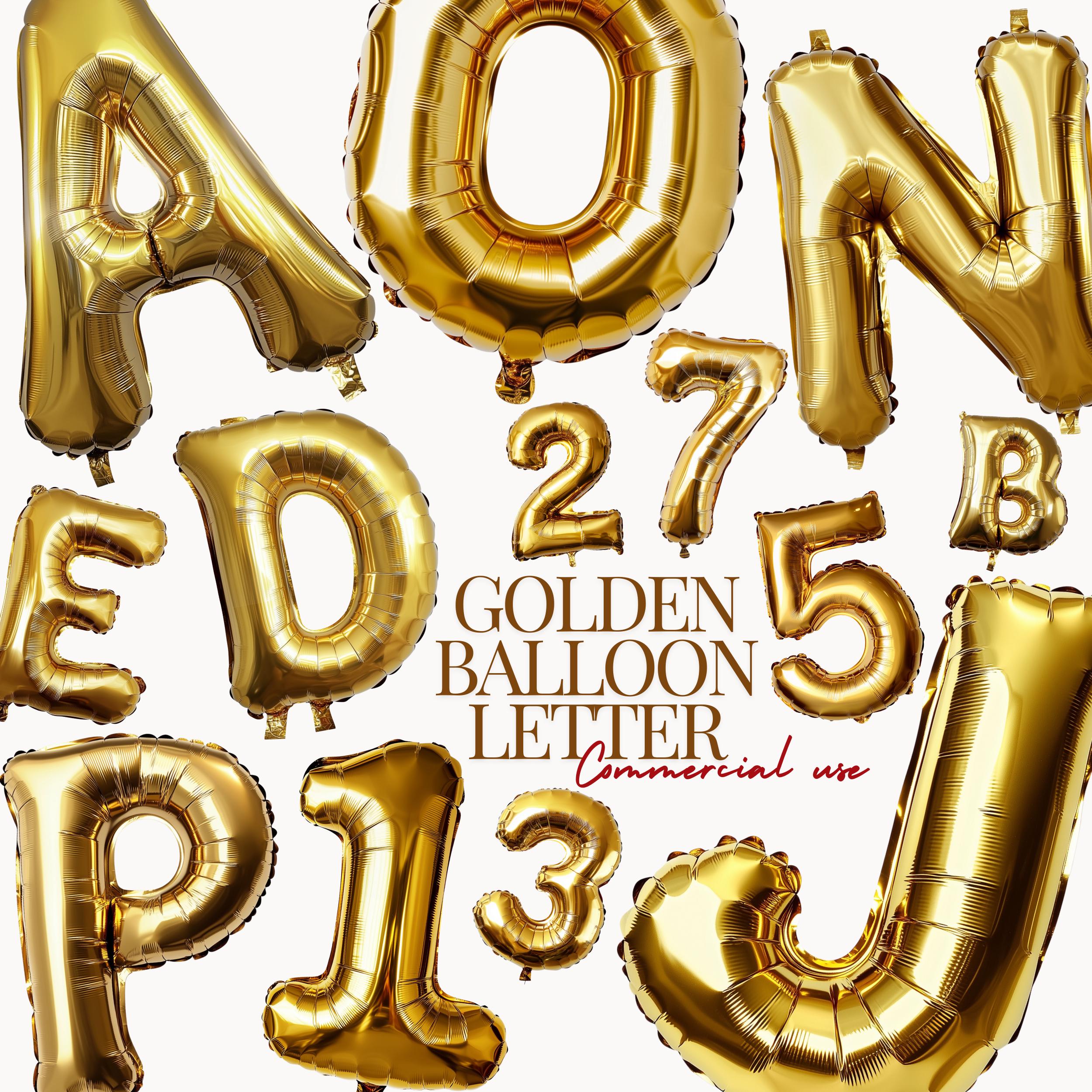 Gold Foil Balloon Alphabet Clip Art, Gold Alphabet Graphics in PNG ...