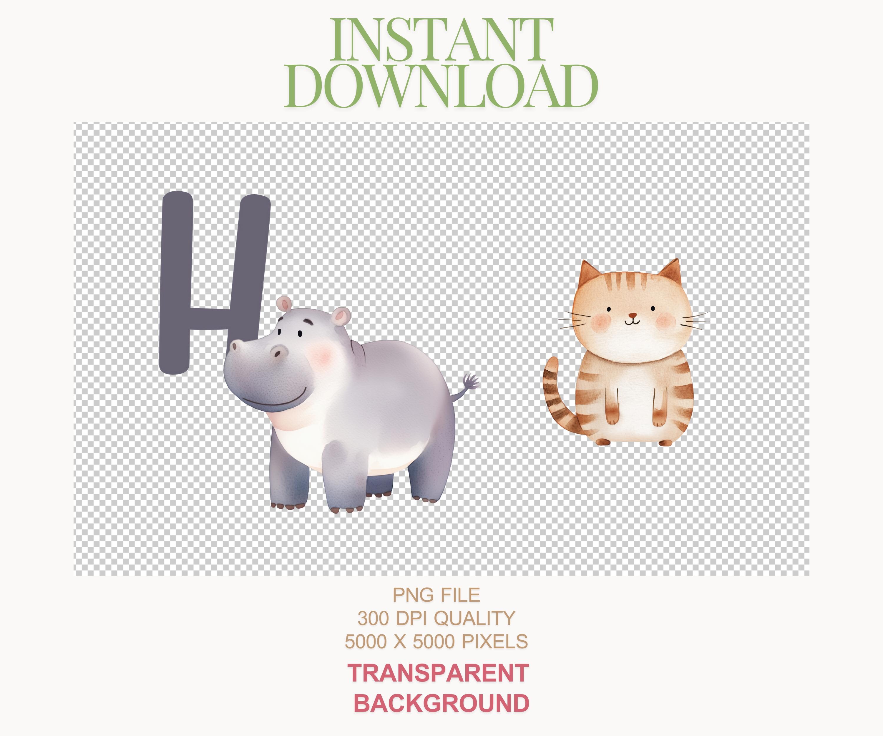 Watercolor Animals A-Z Clipart, Animal Alphabet Clipart, Nursery Decor ...