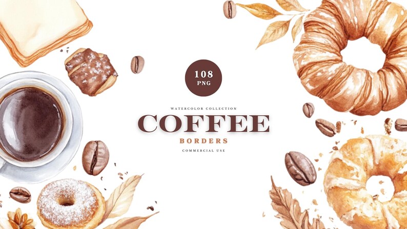 Coffee Lover Border Clipart Png, Watercolor Coffee Shop, Espresso ...