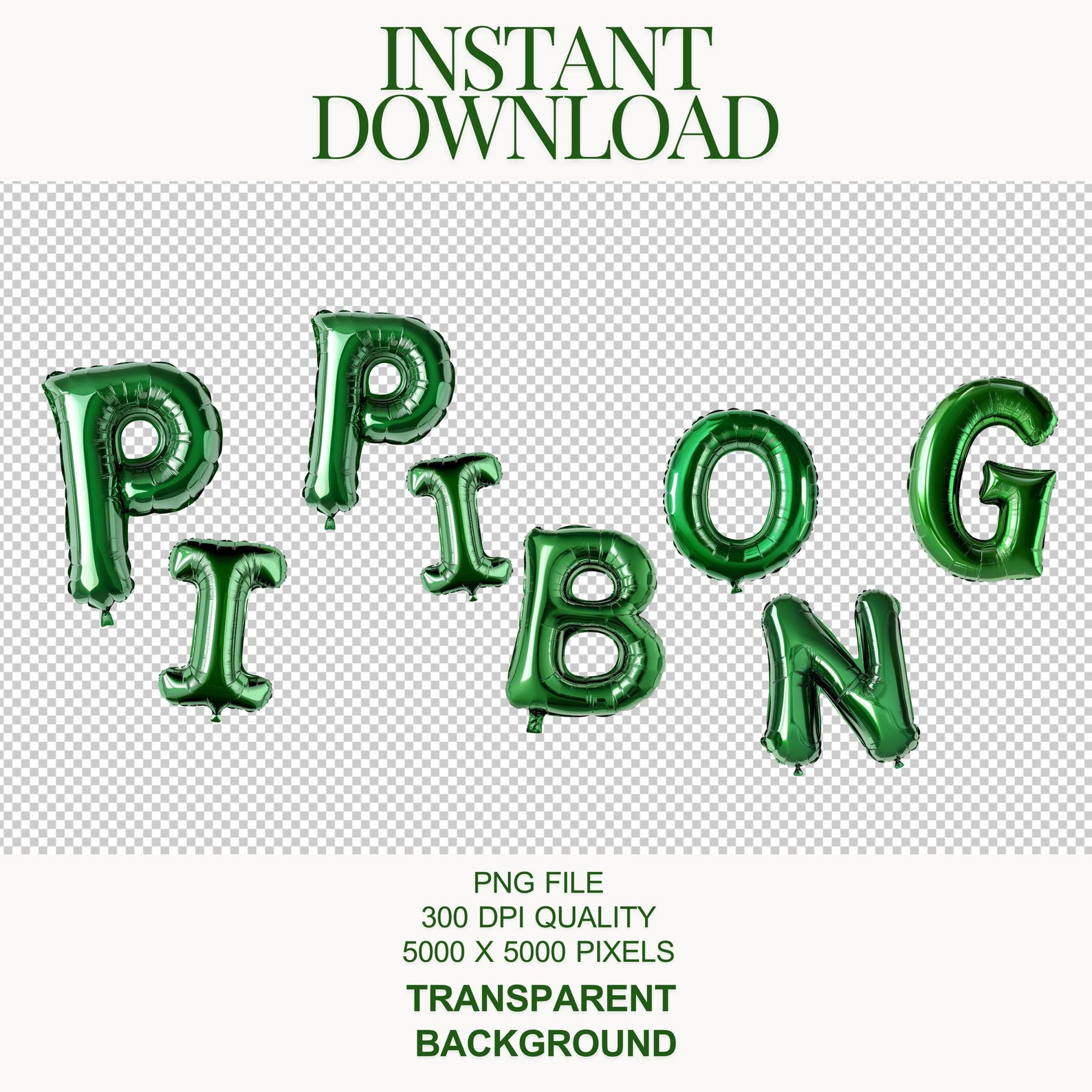 Green Foil Balloon Alphabet Clip Art, Green Alphabet Graphics in PNG ...