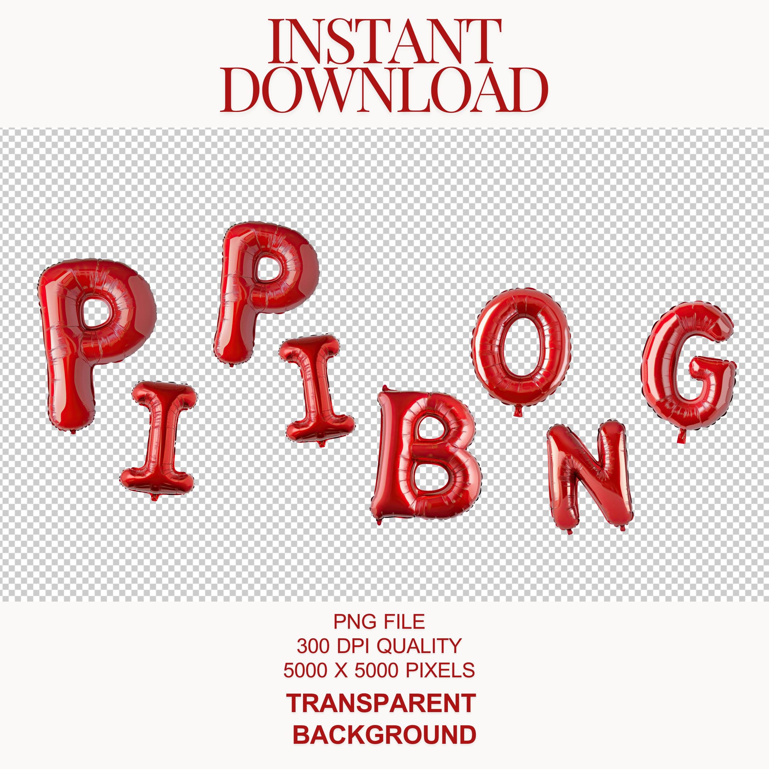 Red Foil Balloon Alphabet Clip Art, Red Alphabet Graphics in PNG Format ...