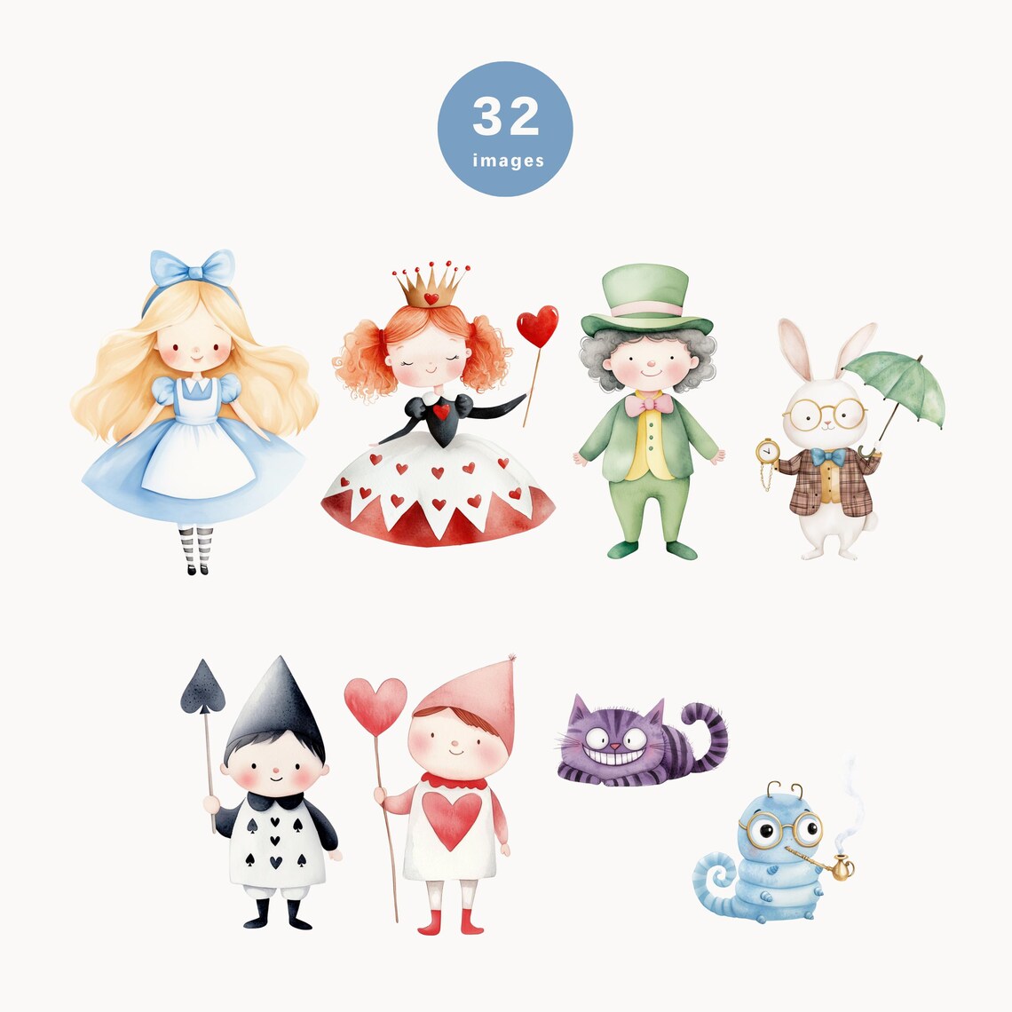 Alice in Wonderland Watercolor Clipart, Tea Party, Alice PNG, Alice in ...