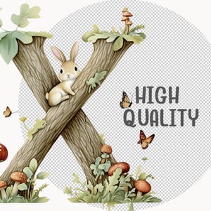 Woodland Alphabet Letter Clipart, Animals Alphabet, Alphabet Watercolor ...