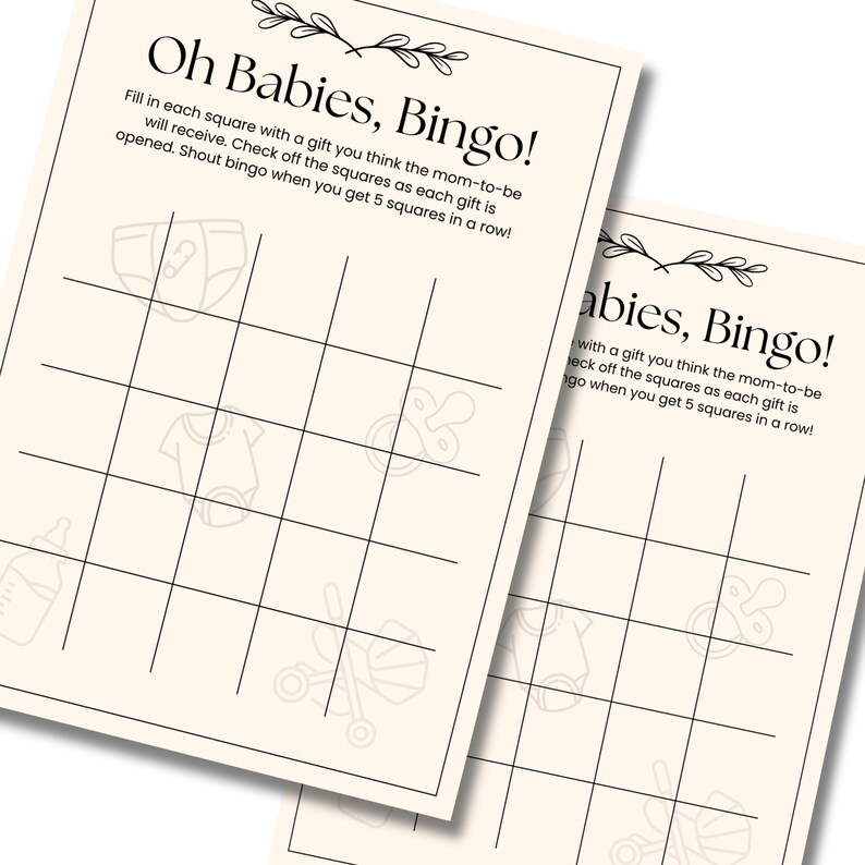 Twin Baby Shower Bingo, Triplets Baby Shower Game, Baby Bingo - Etsy