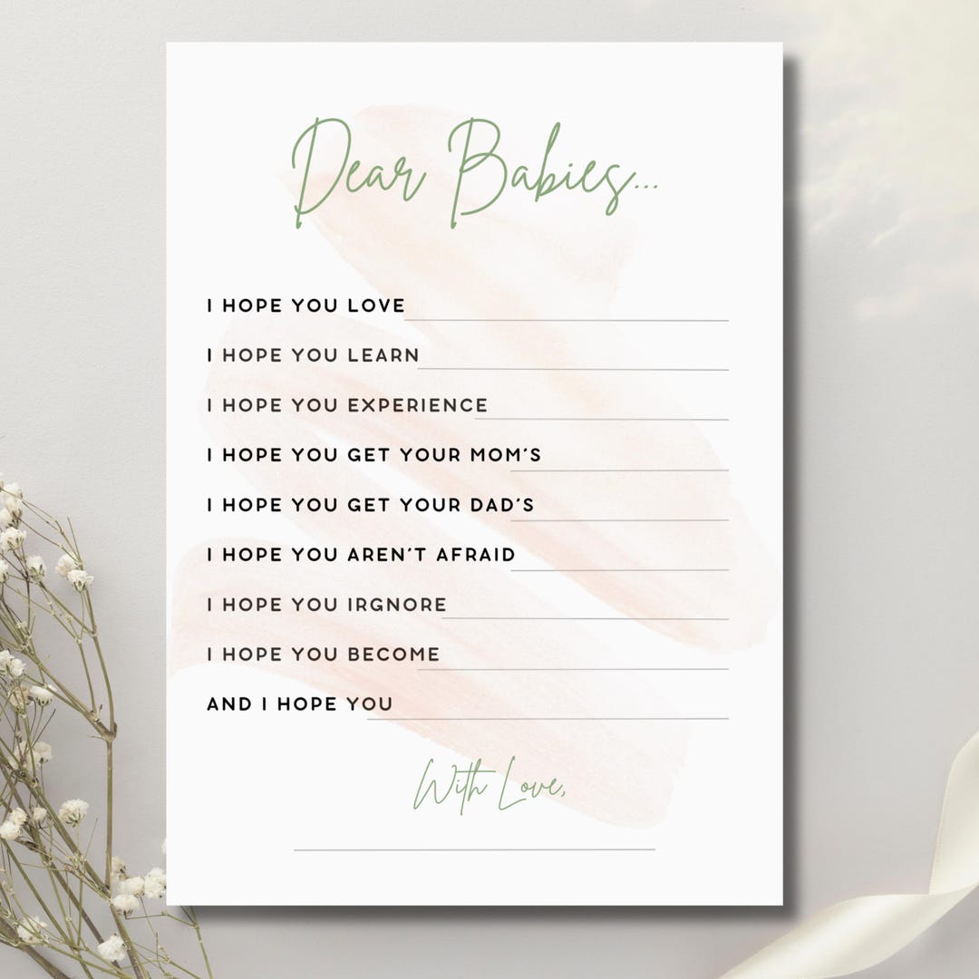 Dear Babies Baby Shower Game, Twins and Multiples Baby Shower Game - Etsy