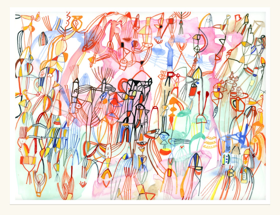 Lido - Mixed Media Art Print Colorful Abstract Fine Art Print City ...
