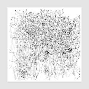 Meditation Drawing - Print of Floating Forms Ink Drawing Black and ...