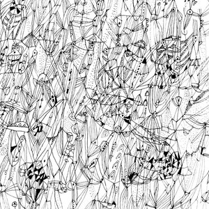 Meditation Drawing - Print of Floating Forms Ink Drawing Black and ...