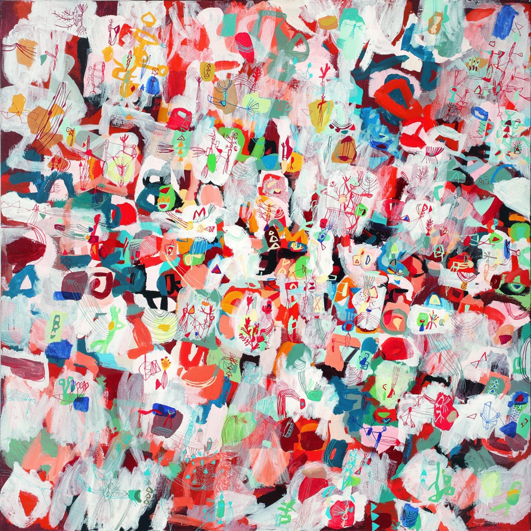 Red City - Large Art Red Print of Original Painting Colorful Large ...