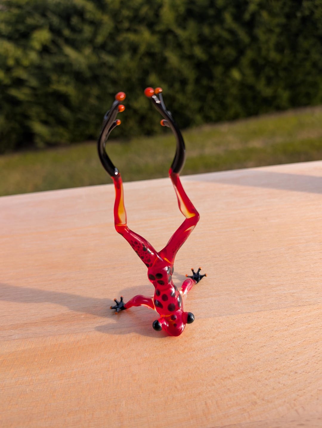Red Yoga Glass Frog, Glass Frog Figurine, Funny Frog, Decorative Frog ...