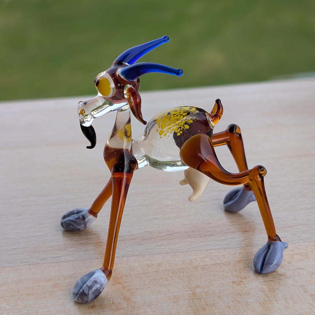 Glass Goat. Glass Figurine of a Goat. Colored Glass Figurine of a Goat ...