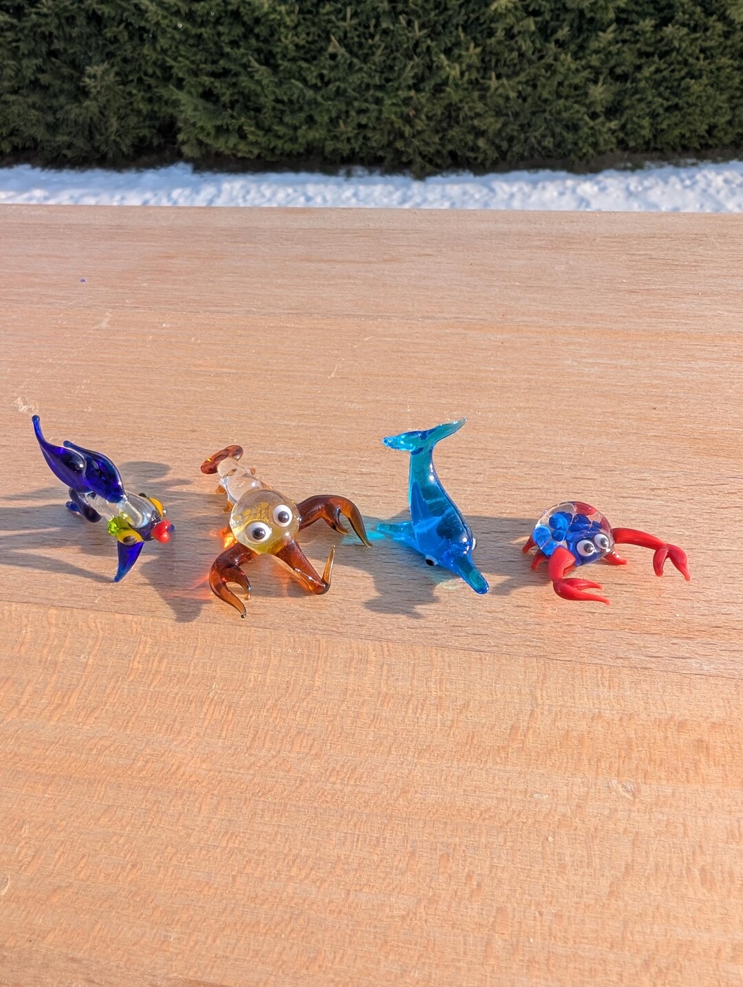 Set of 4 Mini Glass Figurines – Glass Dolphin, Glass Crab, Glass ...