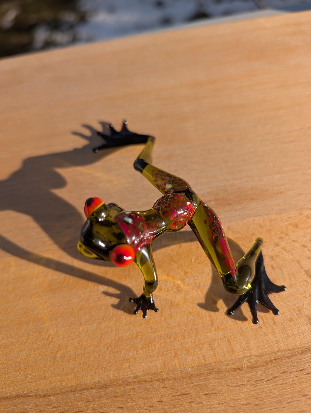 Green Glass Frog, Sitting Frog, Frog Statue, Glass Frog Figurine ...