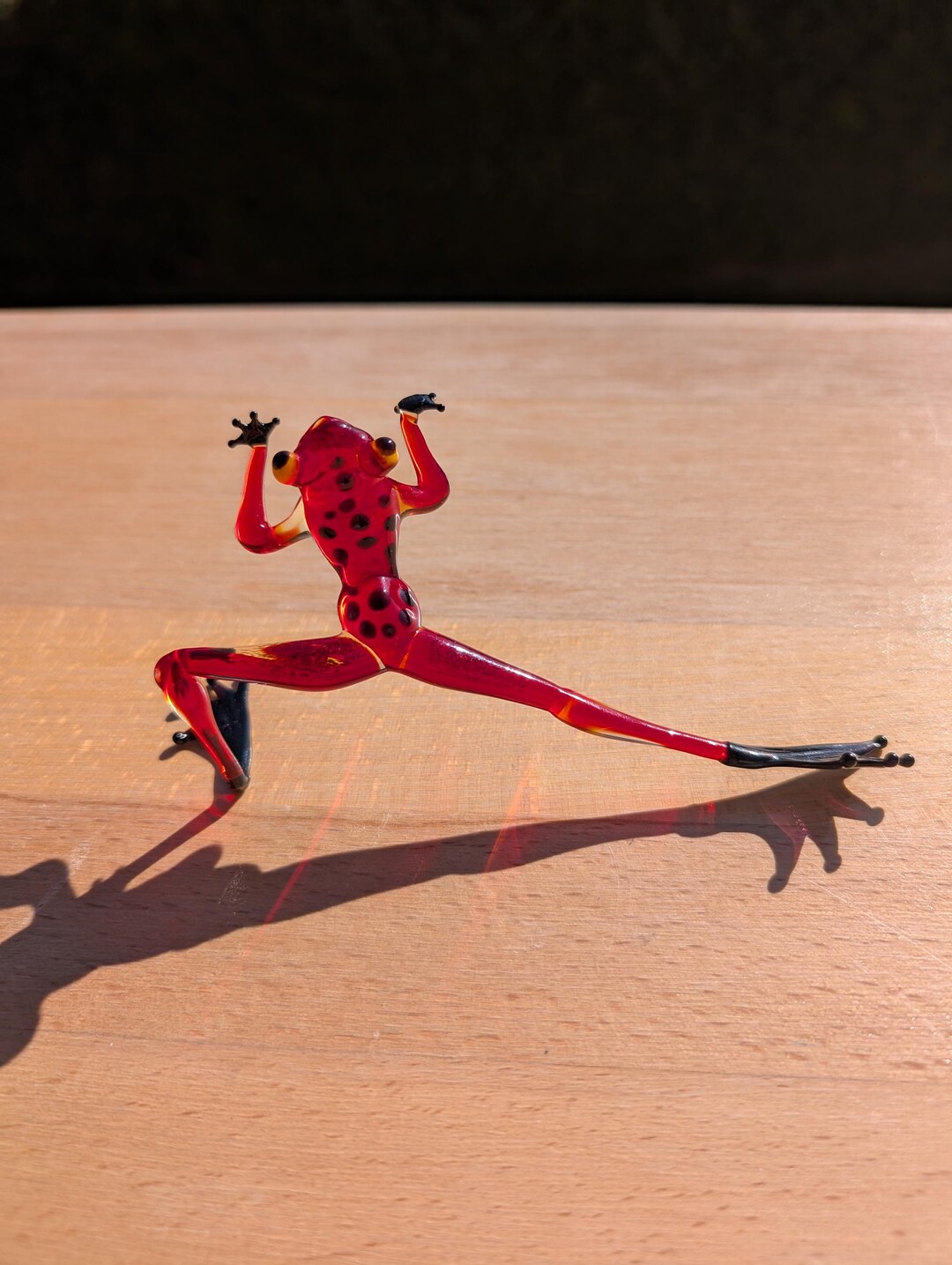 Red Wushu Glass Frog, Glass Frog Figurine, Lampwork Frog, Collectible ...