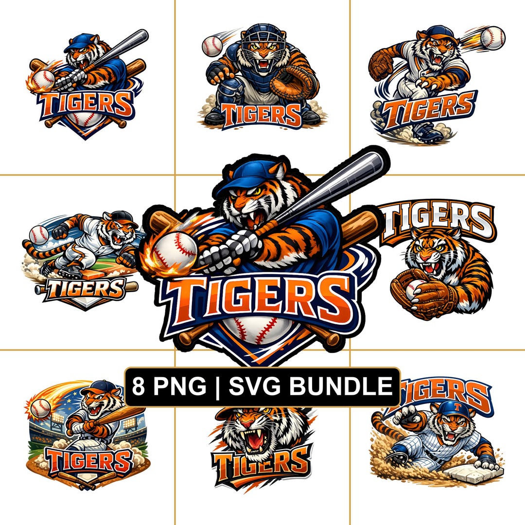 Tigers Baseball PNG SVG Bundle | Instant Download - Etsy