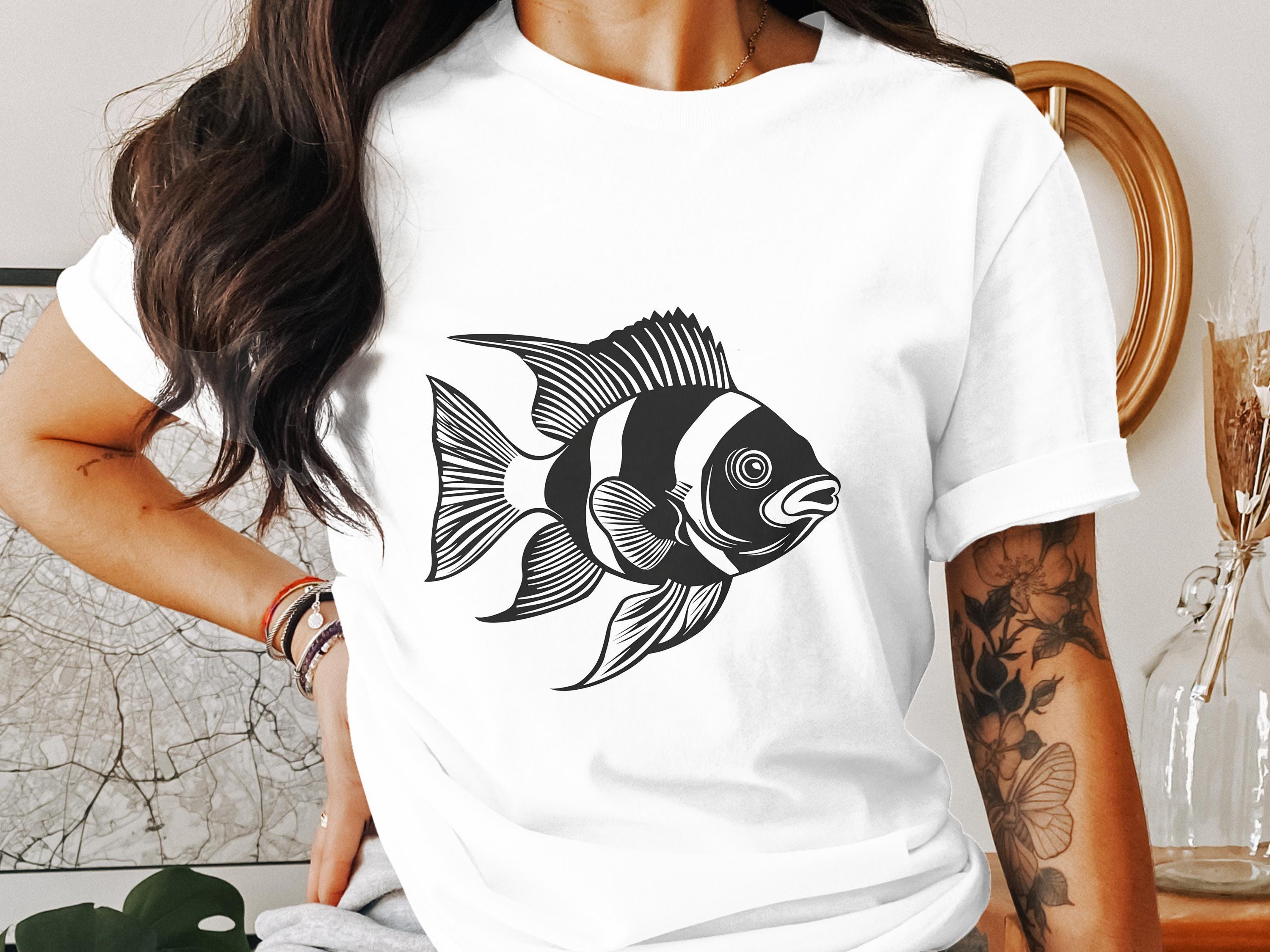 Fish Digital Vector, Angelfish Clipart, Tropical Fish SVG, Fish ...
