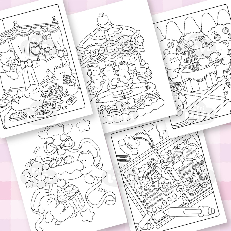 Cute Coloring Pages, Instant Download, Digital Coloring Pages, Kawaii ...