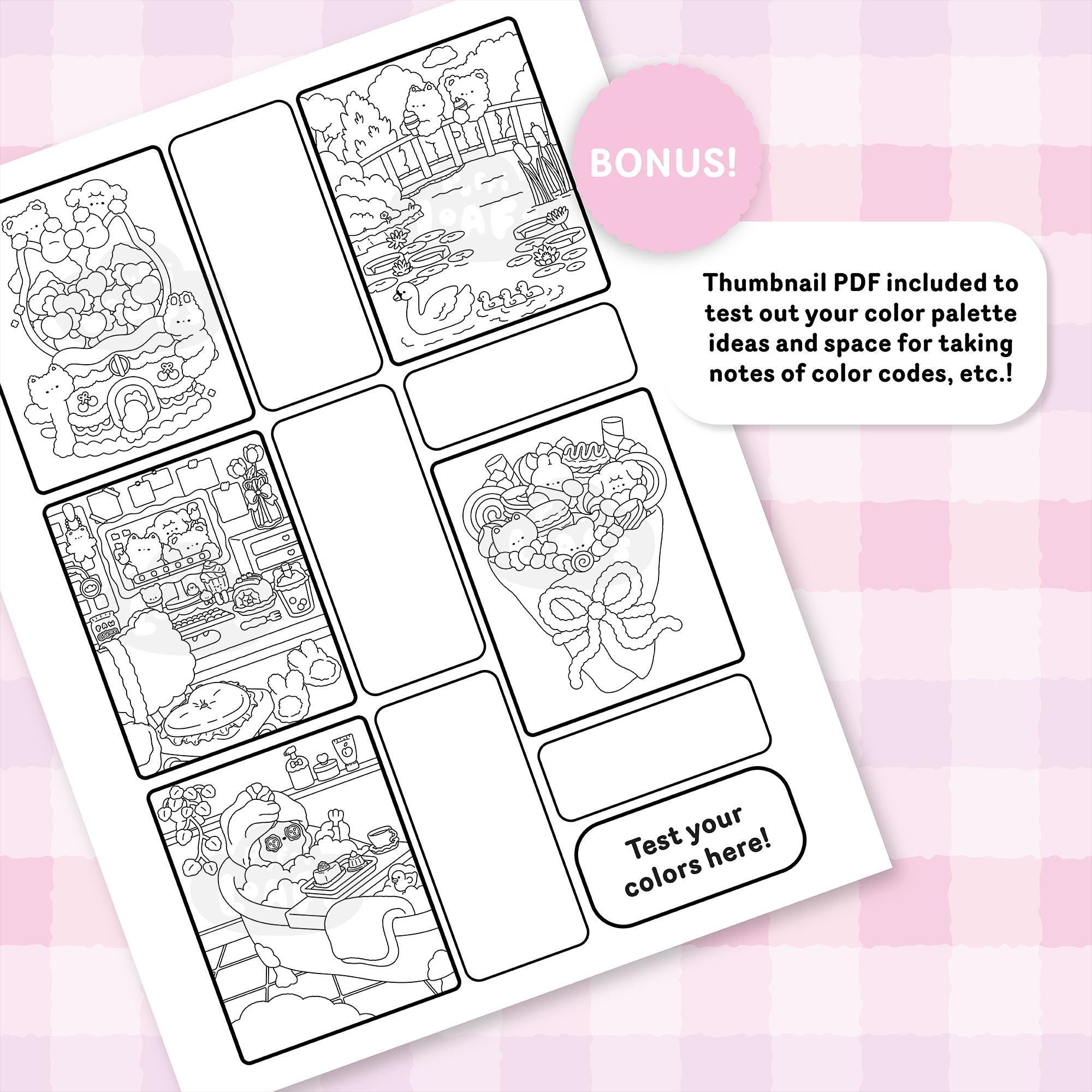 Digital Coloring Pages, Instant Download, Kawaii Coloring Pages, Cute ...