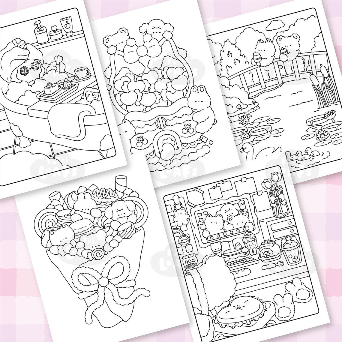 Digital Coloring Pages, Instant Download, Kawaii Coloring Pages, Cute ...