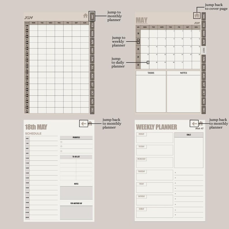 2024-2026 Interactive Digital Planner | Tablet-friendly Planner Design ...