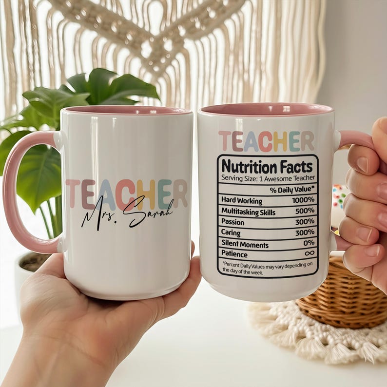 Custom Teacher Gift, Personalized Teacher Nutrition Mug, Teacher ...