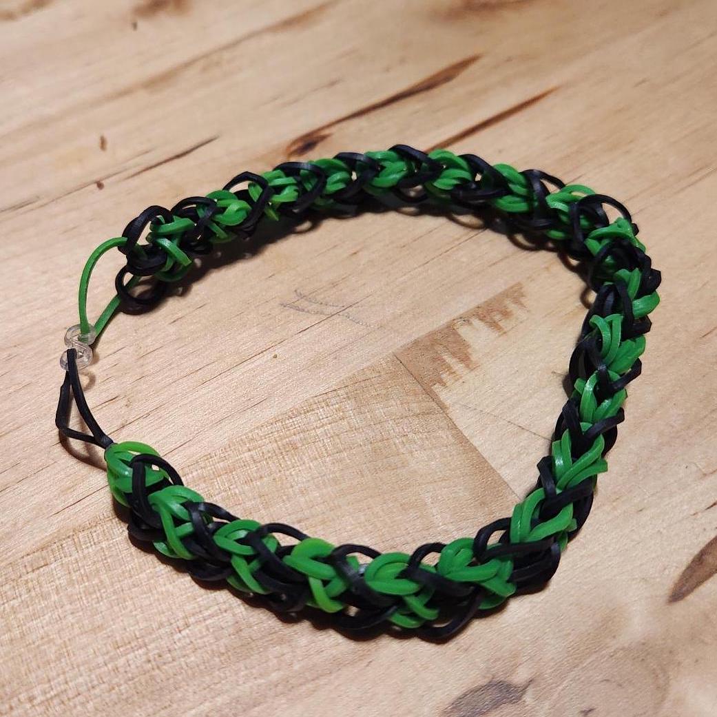 Black & Green Rubber Band Choker With Diamond-ish Pattern - Etsy
