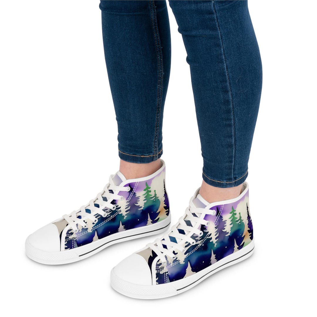 Forest Print Women's Sneakers, Pacific Northwest Inspired High Top ...