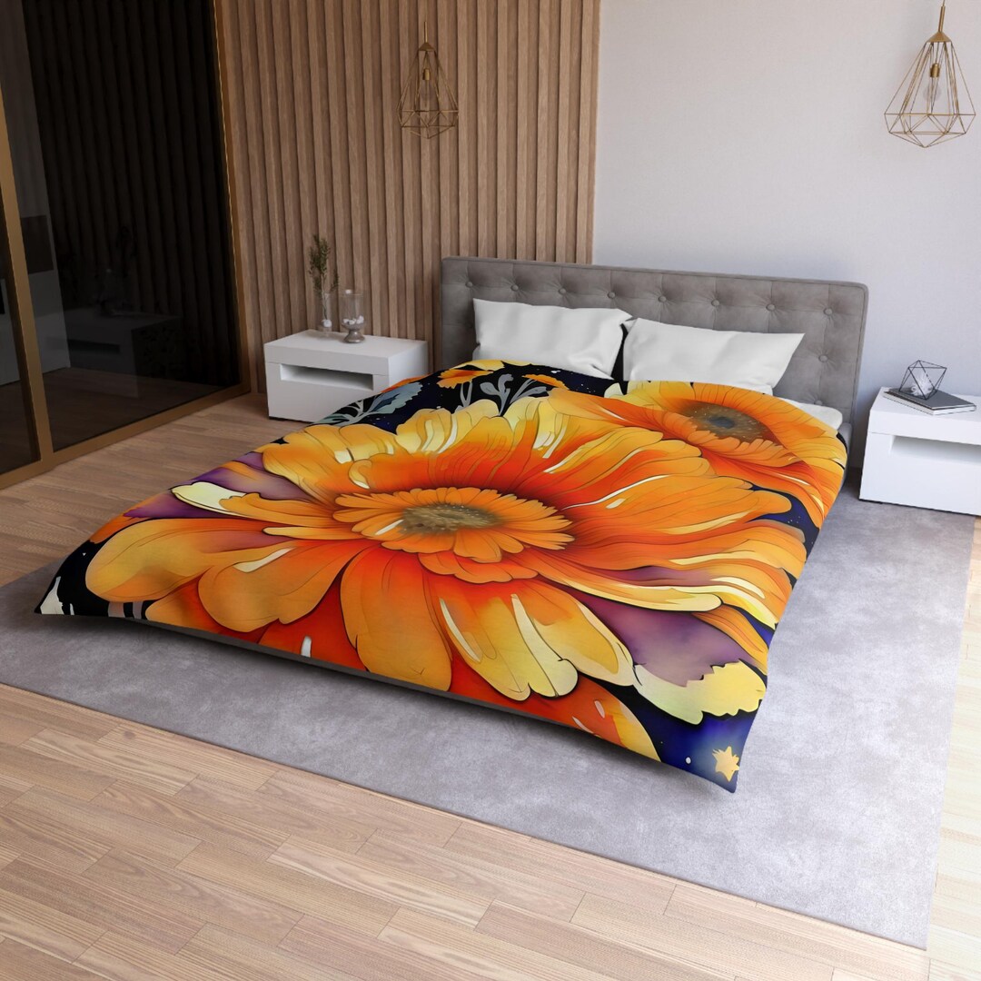 Duvet Cover, Calendula Flower Farm Design, Bold Artistic Statement ...