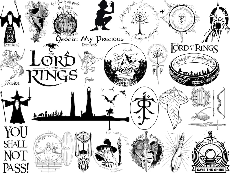 50 Lord of the Rings-inspired Designs | Digital Bundle in Png, Svg, Eps ...
