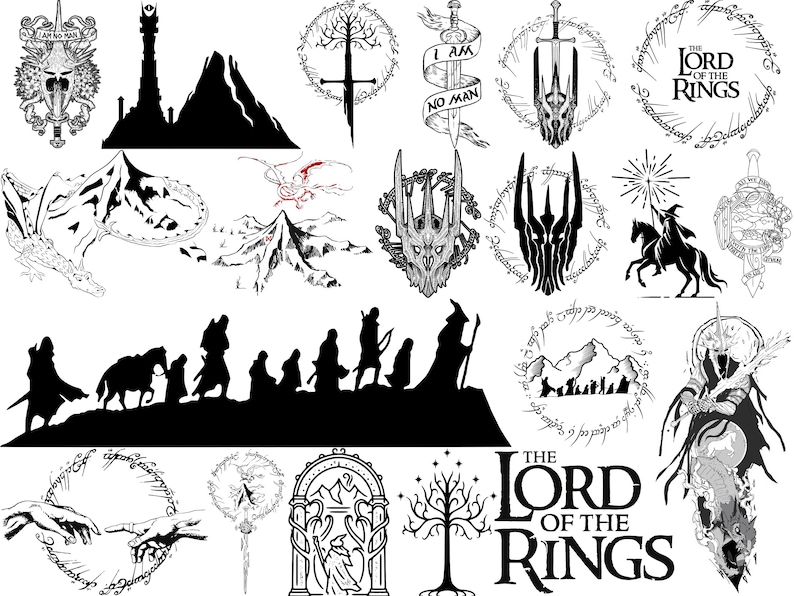 50 Lord of the Rings-inspired Designs | Digital Bundle in Png, Svg, Eps ...