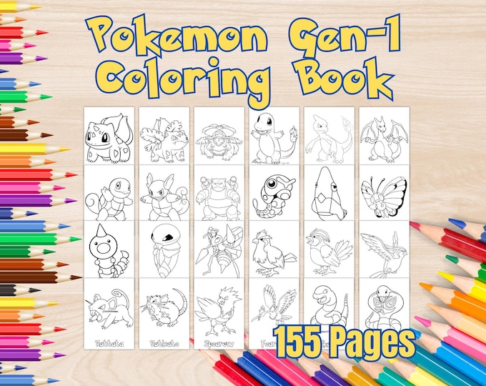 Gen 1 Pokemon Coloring Book | All 151 Kanto Pokemon | Printable ...
