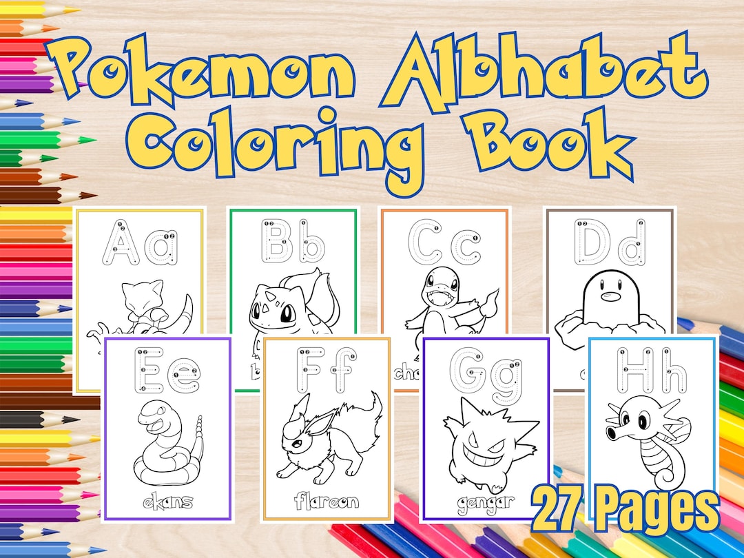 Pokemon ABC Coloring Book | Digital Alphabet Printable for Kids - Etsy
