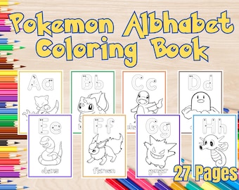 Pokemon ABC Coloring Book | Digital Alphabet Printable for Kids - Etsy