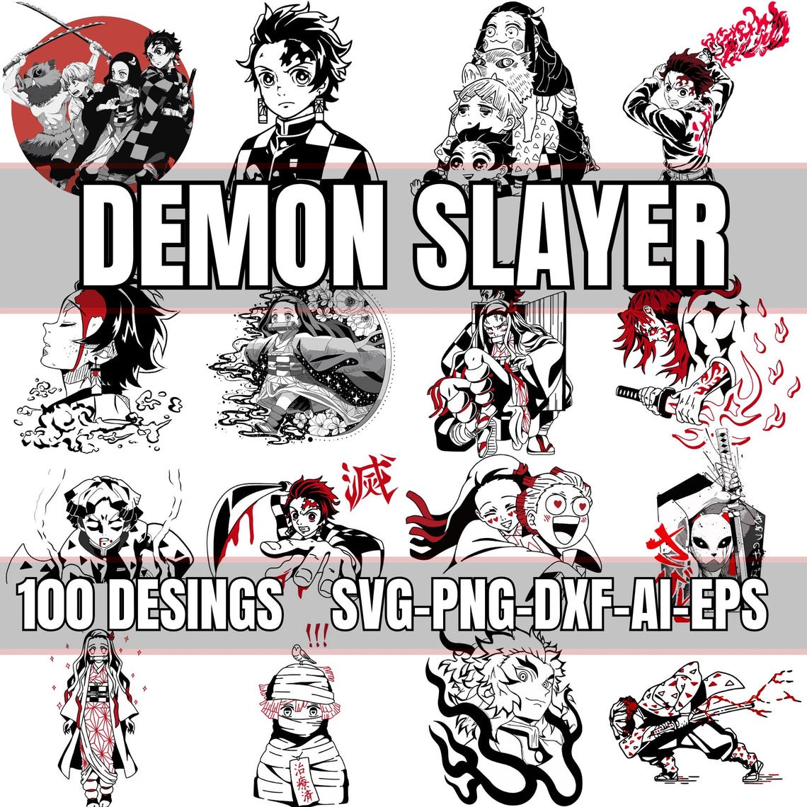 100 Demon Slayer Design Bundle (svg, Png, Dxf, Eps, Ai) | Anime Cut ...