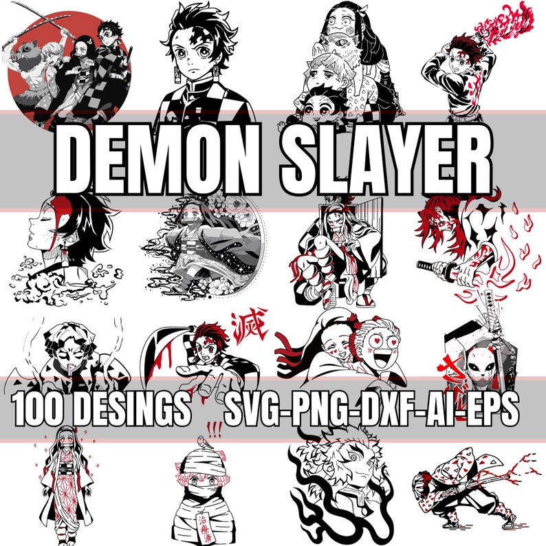 100 Demon Slayer Design Bundle (svg, Png, Dxf, Eps, Ai) | Anime Cut ...