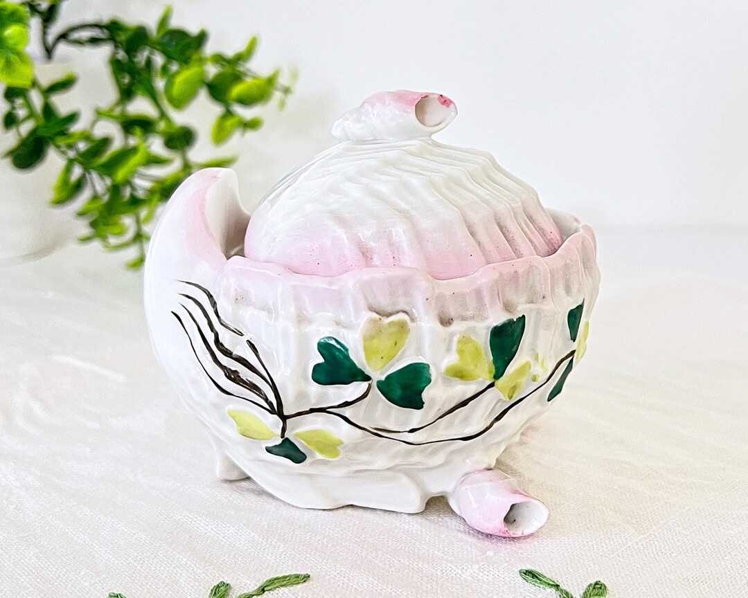 RARE Belleek Style Lidded Antique Sugar Bowl Made in Germany, a ...