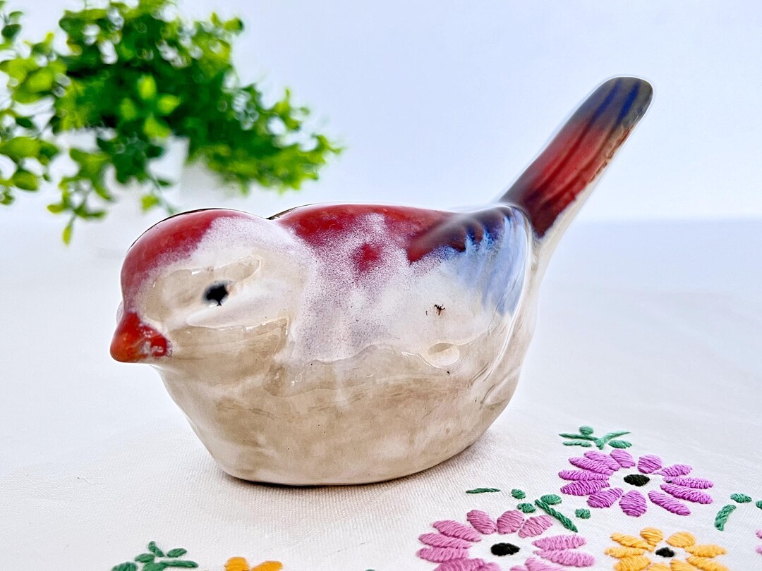 Vintage Studio Pottery Bird Figurine in a Glossy Glaze, a Decorative ...