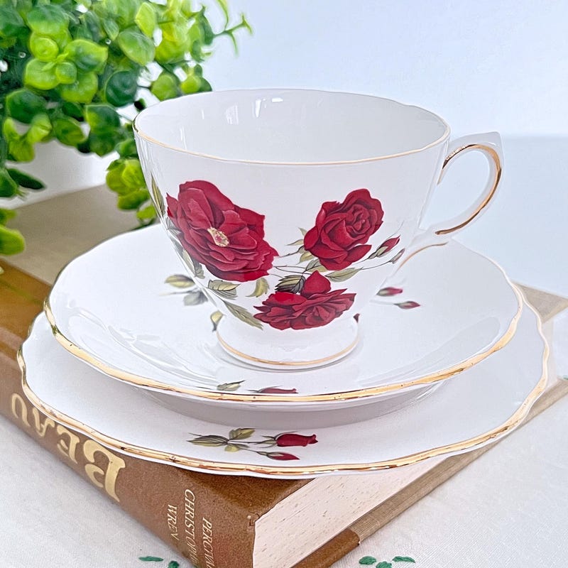Red Rose Tea Cup - Etsy