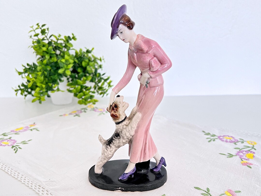 VERY RARE Goebel Art Deco 'woman With Terrier' Vintage Figurine From ...