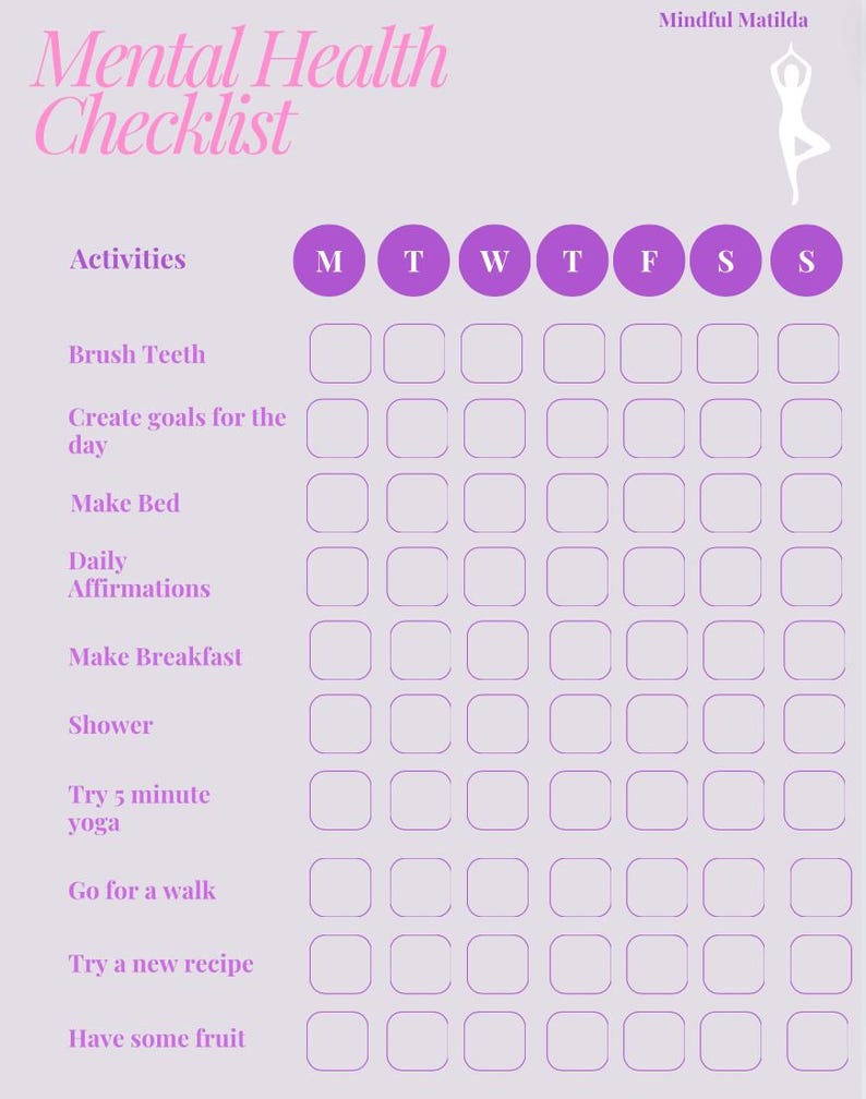 Mental Health Checklist - Etsy