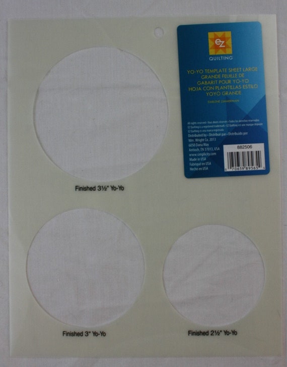 EZ Quilting Large Yo-yo Template Sheet | Etsy