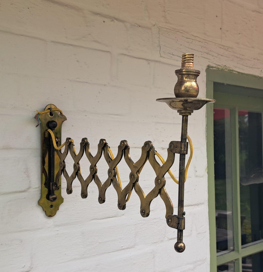 Set of 2 Antique Copper Scissor Lamps - Etsy