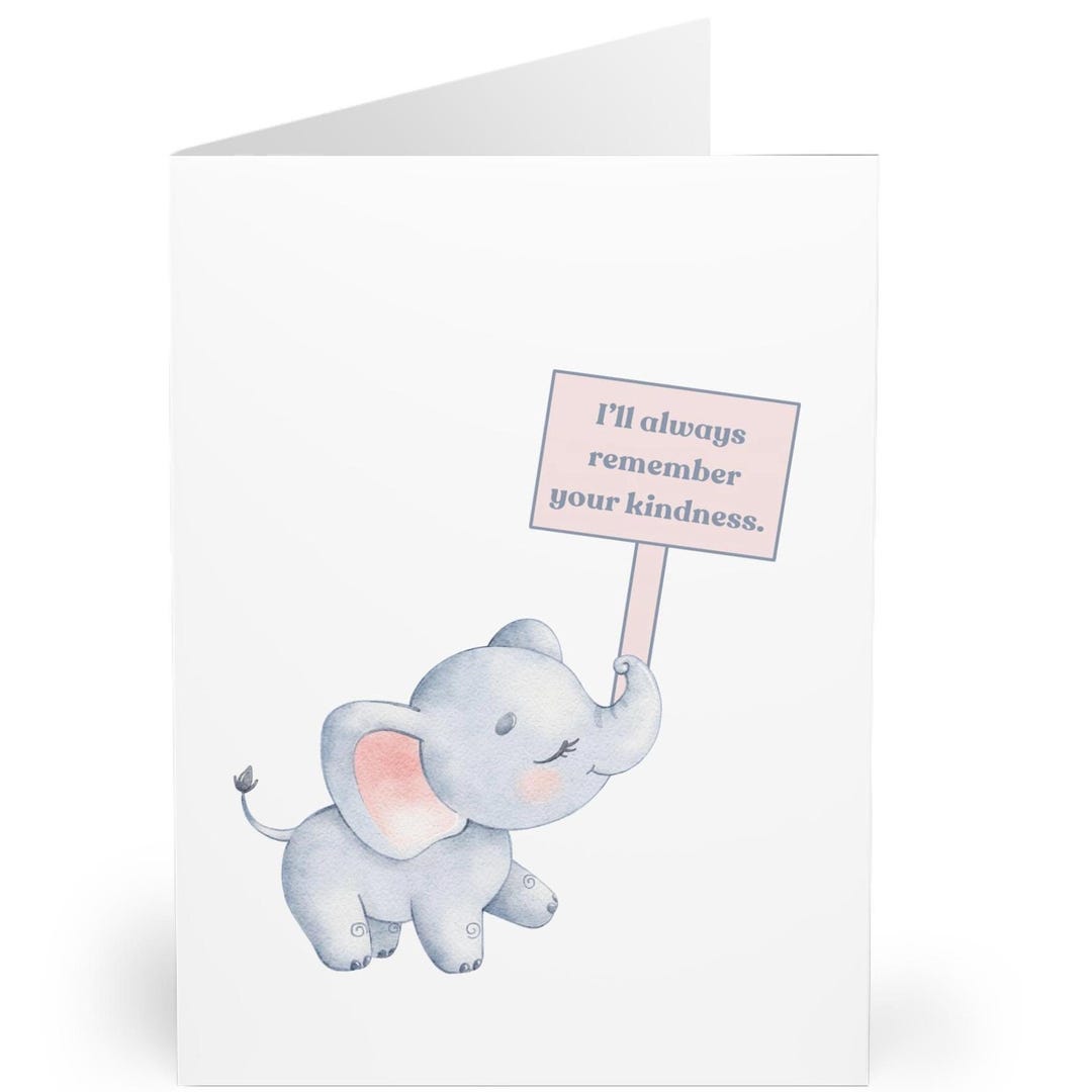 Remembering Elephant Thank You Greeting Cards Set, an Elephant Never Forgets, Appreciation and ...