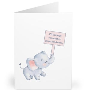 Remembering Elephant Thank You Greeting Cards Set, an Elephant Never Forgets, Appreciation and ...