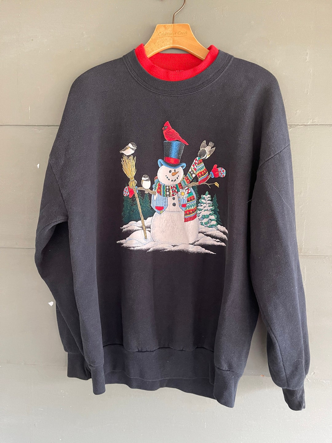 Vintage CHRISTMAS 90s SNOWMAN & BIRDS Sweatshirt Top Large to Xlarge - Etsy
