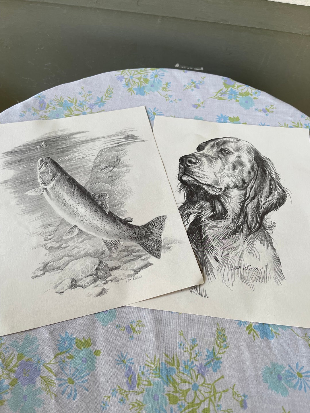 Vintage Lot of Two Art Prints by Leon Parson of FISH & DOG - Etsy