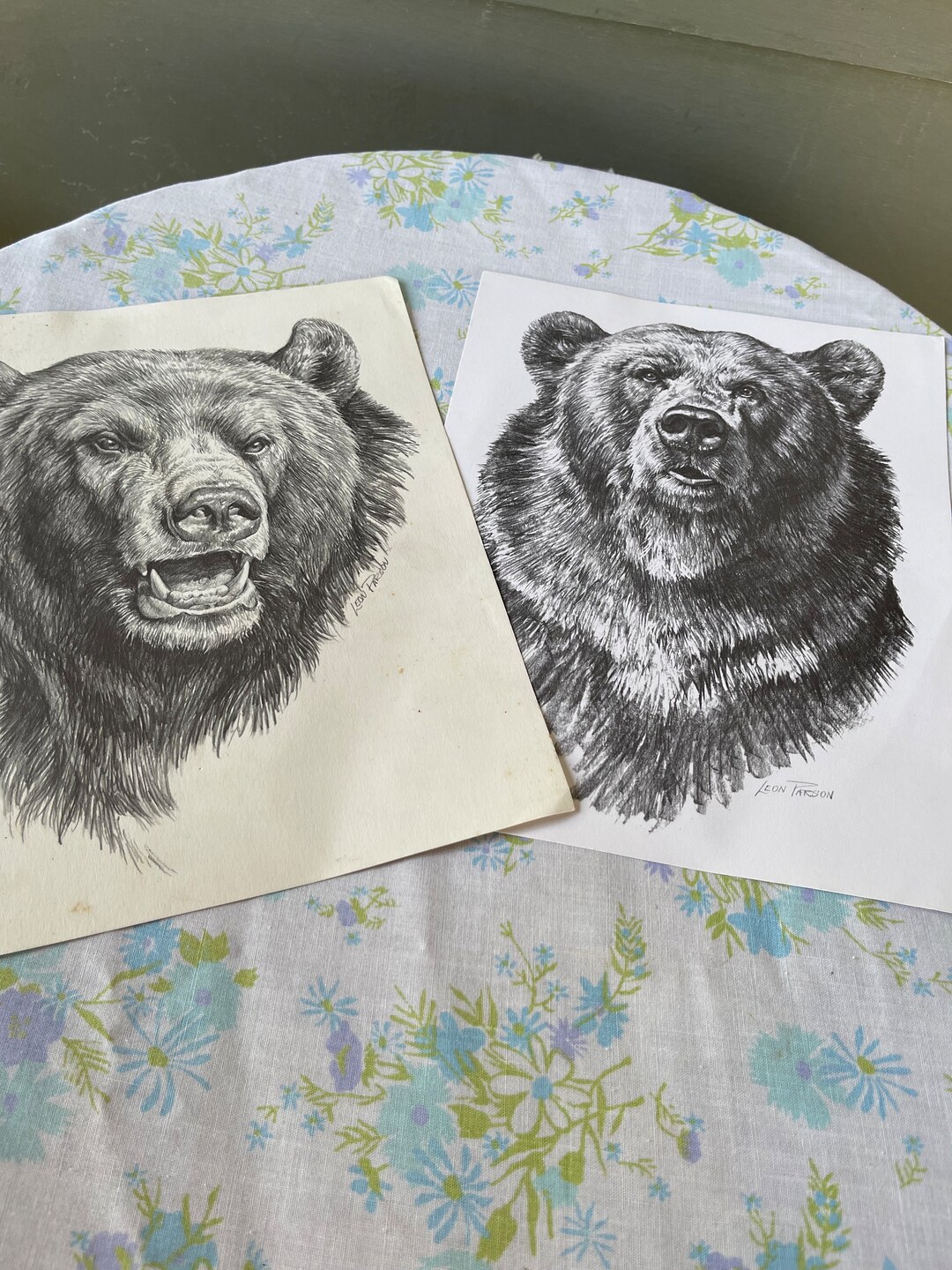 Vintage Lot of Two BEAR Art Prints LEON PARSONS - Etsy