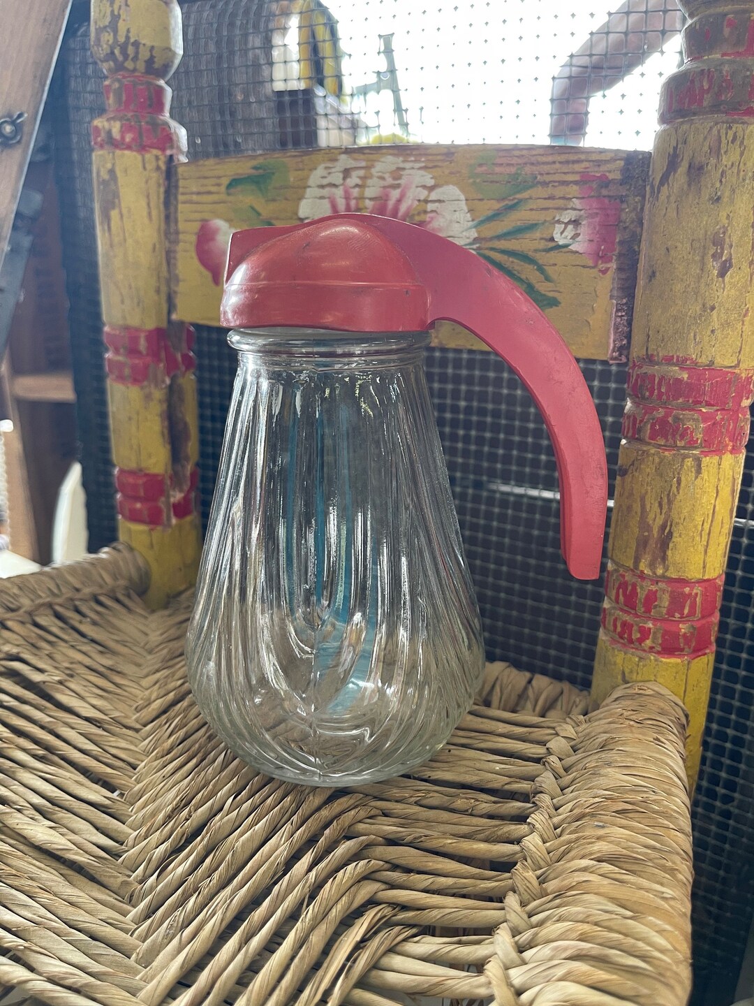 Vintage 60s RED KITCHEN Syrup Pitcher - Etsy