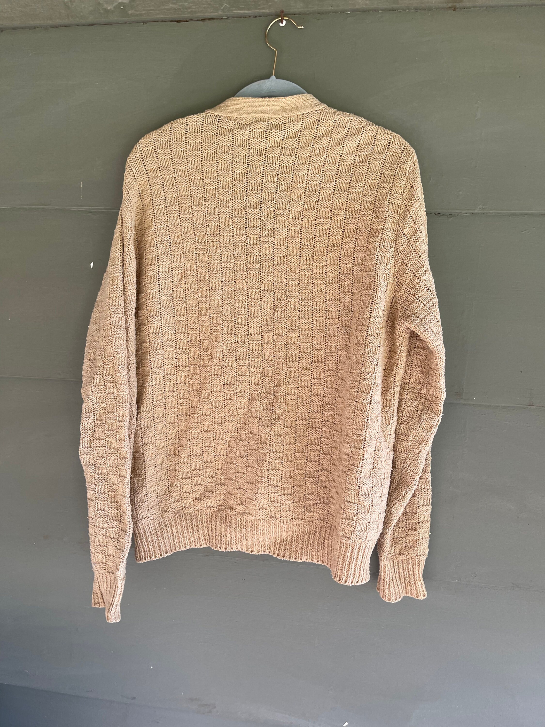 MENS Vintage GRANDPA Preppy Tan SWEATER Cardigan Med to Large - Etsy