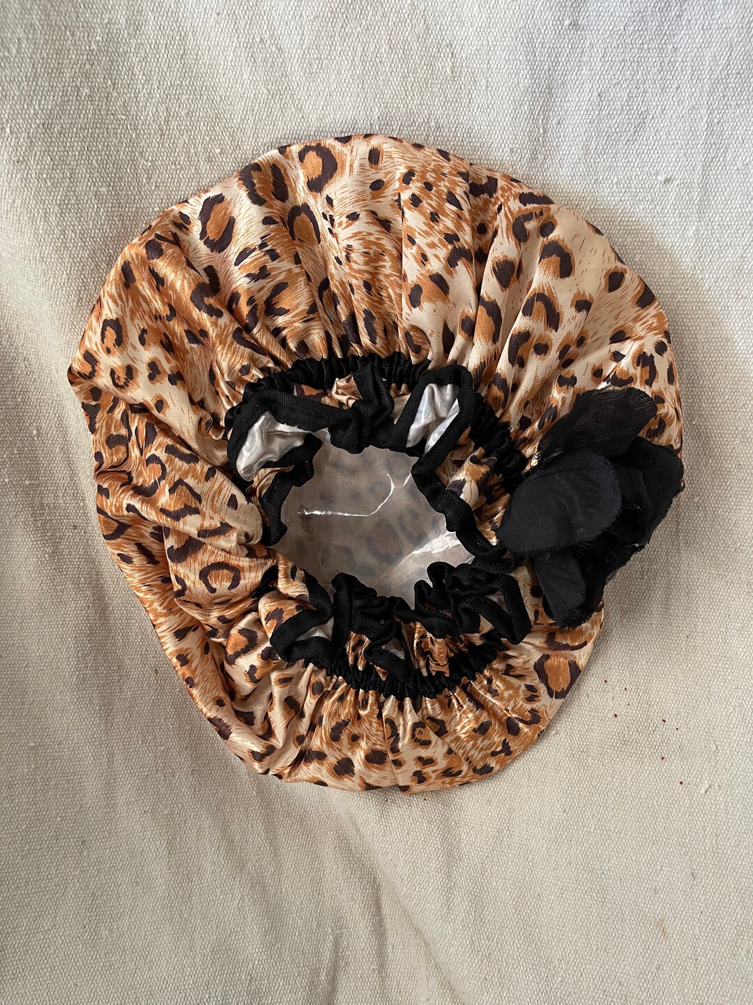 Vintage ANIMAL Print SHOWER CAP With Flower - Etsy
